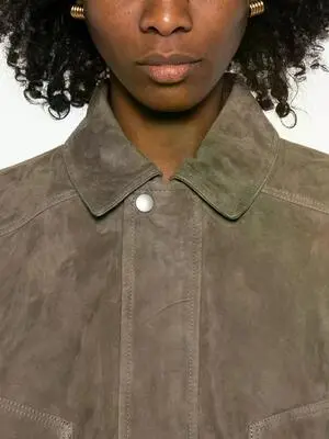ARMA Frederica Collared Suede Jacket - Brown