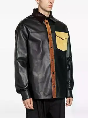 Marni Fur-collar Panelled Leather Shirt
