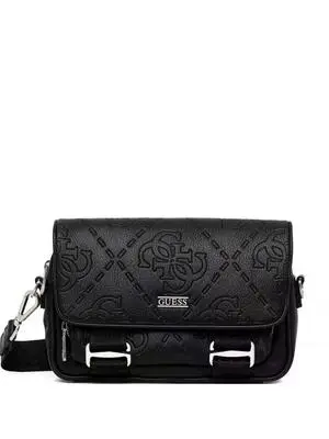 Guess Embossed Flap Shoulder Bag - Black