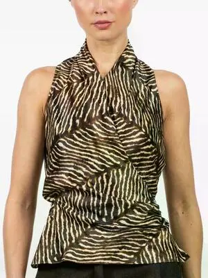 PETER COHEN Zebra-print Tie Top