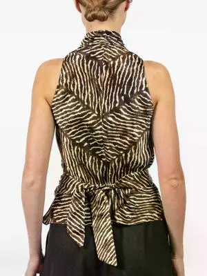 PETER COHEN Zebra-print Tie Top
