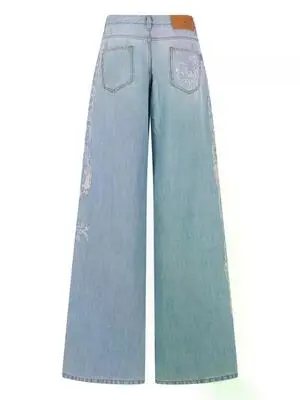Ermanno Scervino Floral-embroidered Jeans - Blue
