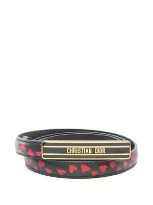 Dior Heart-pattern Leather Belt - Black
