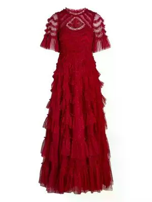Red Ruffle Maxi Dresses