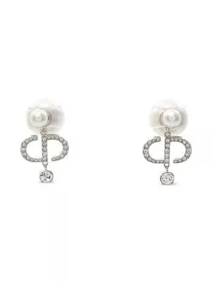 Dior 20s Tribales Rhinestone Drop Earrings - Silver