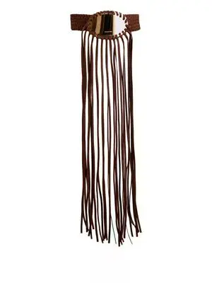 Silvia Tcherassi Maya Fringed Belt - Brown