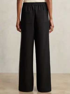 REISS Robyn Side-stripe Wide-leg Trousers - Black