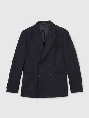 REISS Carson Flannel Double-breasted Blazer Tailored-fit