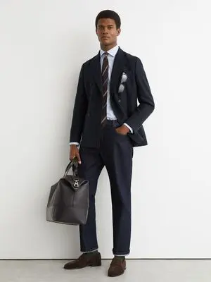 REISS Carson Flannel Double-breasted Blazer Tailored-fit