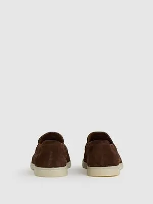 REISS Kason Suede Slip-on Loafers - Brown