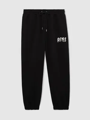REISS Edison Cotton Logo-print Cuffed Joggers