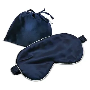 Gingerlily Silk Eye Mask With Pouch - Navy / Ivory Piping