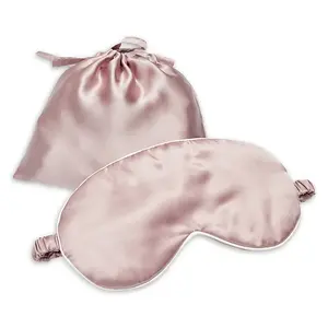 Gingerlily Silk Eye Mask With Pouch - Vintage Pink / Ivory Piping