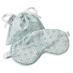 Gingerlily X Madeaux Rattan Silk Eye Mask With Pouch - Blue Rattan Print