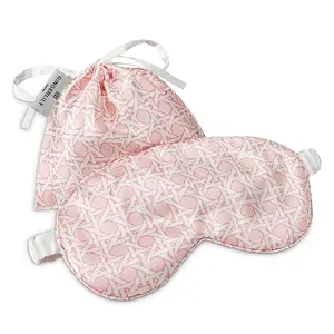 Gingerlily X Madeaux Rattan Silk Eye Mask With Pouch - Pink Rattan Print