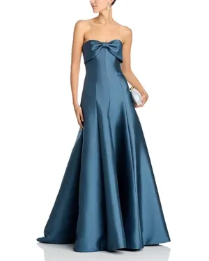 Amsale Bow Neck Strapless Gown