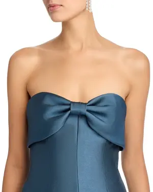 Amsale Bow Neck Strapless Gown