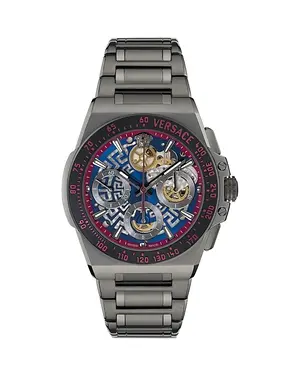 Versace Greca Extreme Skeleton Chronograph, 43mm - Black/black