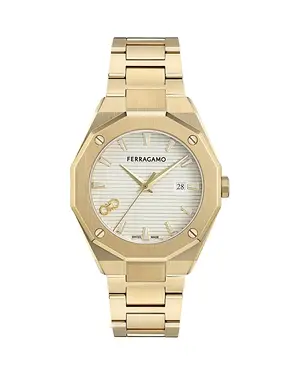 FERRAGAMO Edge Bracelet Watch, 40mm - White/gold