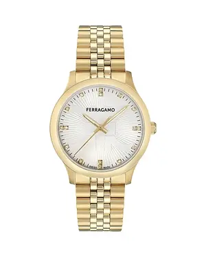 FERRAGAMO Duo Diamond Watch - White/gold