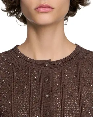 Sandro Strass Knit Cropped Cardigan - Brown