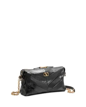 Valentino Garavani Panthea Small Vlogo Leather Shoulder Bag - Black