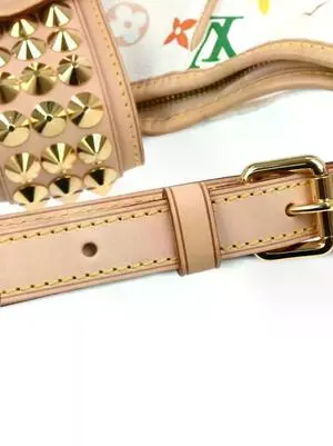 LOUIS VUITTON 2010s Chrissie Monogram Studs Shoulder Bag - White