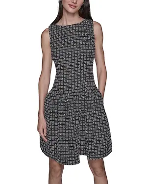 Karl Lagerfeld Paris Mini Grid Nubby Dress