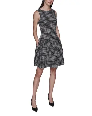 Karl Lagerfeld Paris Mini Grid Nubby Dress