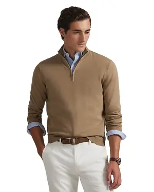 Polo Ralph Lauren Cotton Quarter Zip Mockneck Sweater - Brown