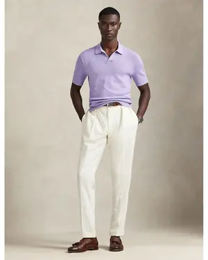 Polo Ralph Lauren Textured Stretch Linen Blend Polo - Purple