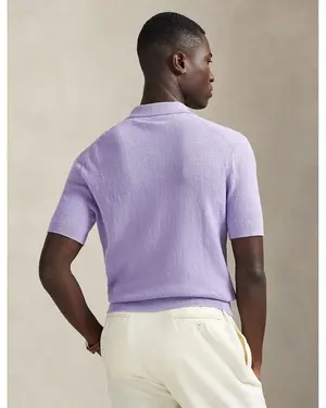 Polo Ralph Lauren Textured Stretch Linen Blend Polo - Purple