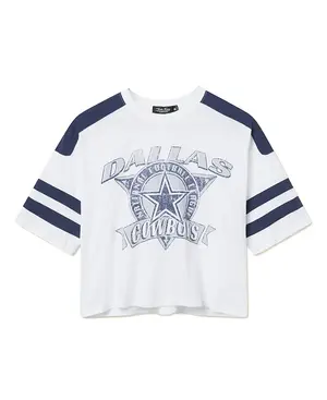Junk Food Clothing Nfl Dallas Cowboys Striped Crop Tee - White