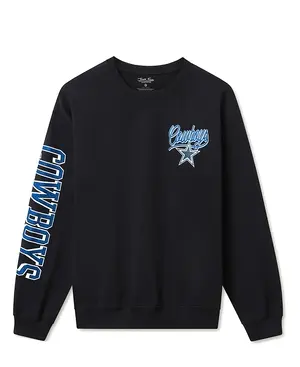 Junk Food Clothing Nfl Dallas Cowboys Glitter Fleece Crewneck - Black