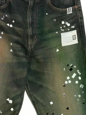 Mihara Yasuhiro Crystal-embellished Straight Leg Jeans