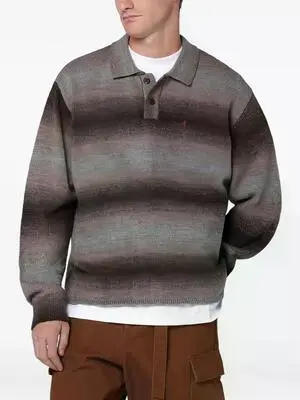 AWAKE NY Striped Polo-collar Sweater