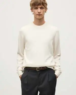 Johnstons Of Elgin Rory Classic Cashmere Crew Neck Jumper - White