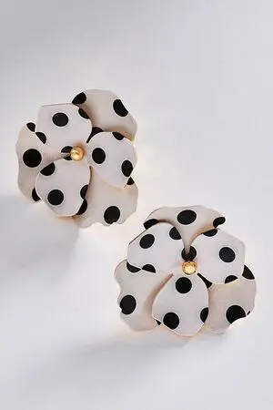 Maeve Floral Polka Dot Stud Earrings - White