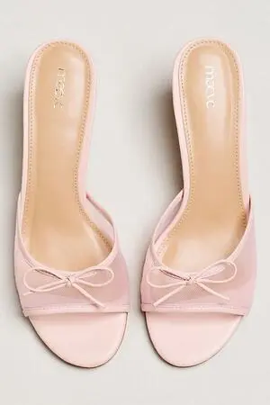 Maeve Mesh Bow Mule Heels Pink