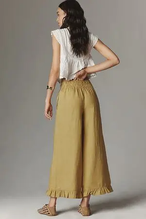 THE SOMERSET COLLECTION BY ANTHROPOLOGIE Somerset Linen Petticoat Crop Pants