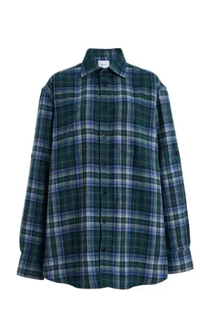 WITH NOTHING UNDERNEATH Oversized Checked Cotton Shirt