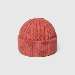 Gucci Wool Cashmere Beanie With Embroidery - Pink