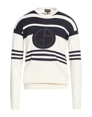 Giorgio Armani Striped Cotton-cashmere Sweater - Off White