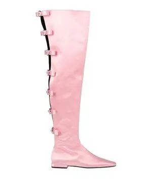 Pink Knee High Flat Boots For Women