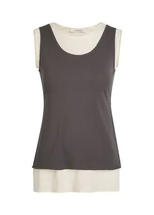VORANIDA Layered-effect Cotton Tank Top - Grey