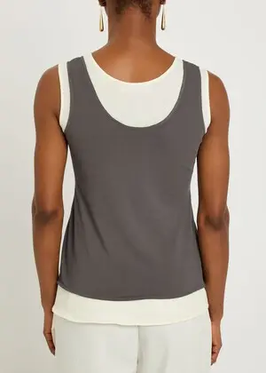 VORANIDA Layered-effect Cotton Tank Top - Grey