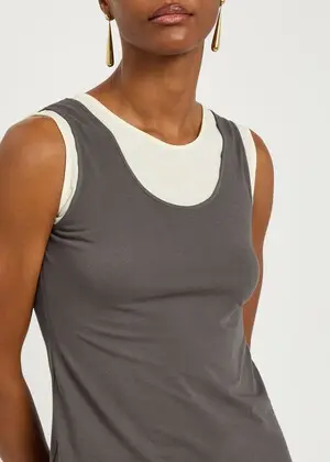 VORANIDA Layered-effect Cotton Tank Top - Grey