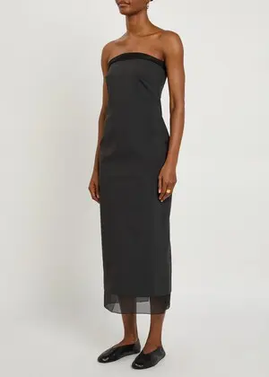 VORANIDA Tylyn Strapless Cotton-poplin Midi Dress