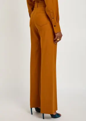 Victoria Beckham Alina Flared-leg Twill Trousers - Bronze