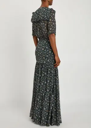 Veronica Beard Floral-print Silk Maxi Dress - Dark Green